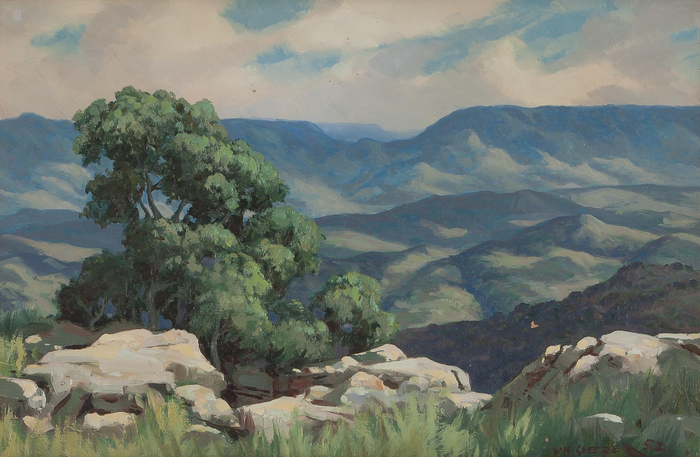 Willem Hermanus Coetzer | Rural settlement, Drakensberg (1952) | MutualArt