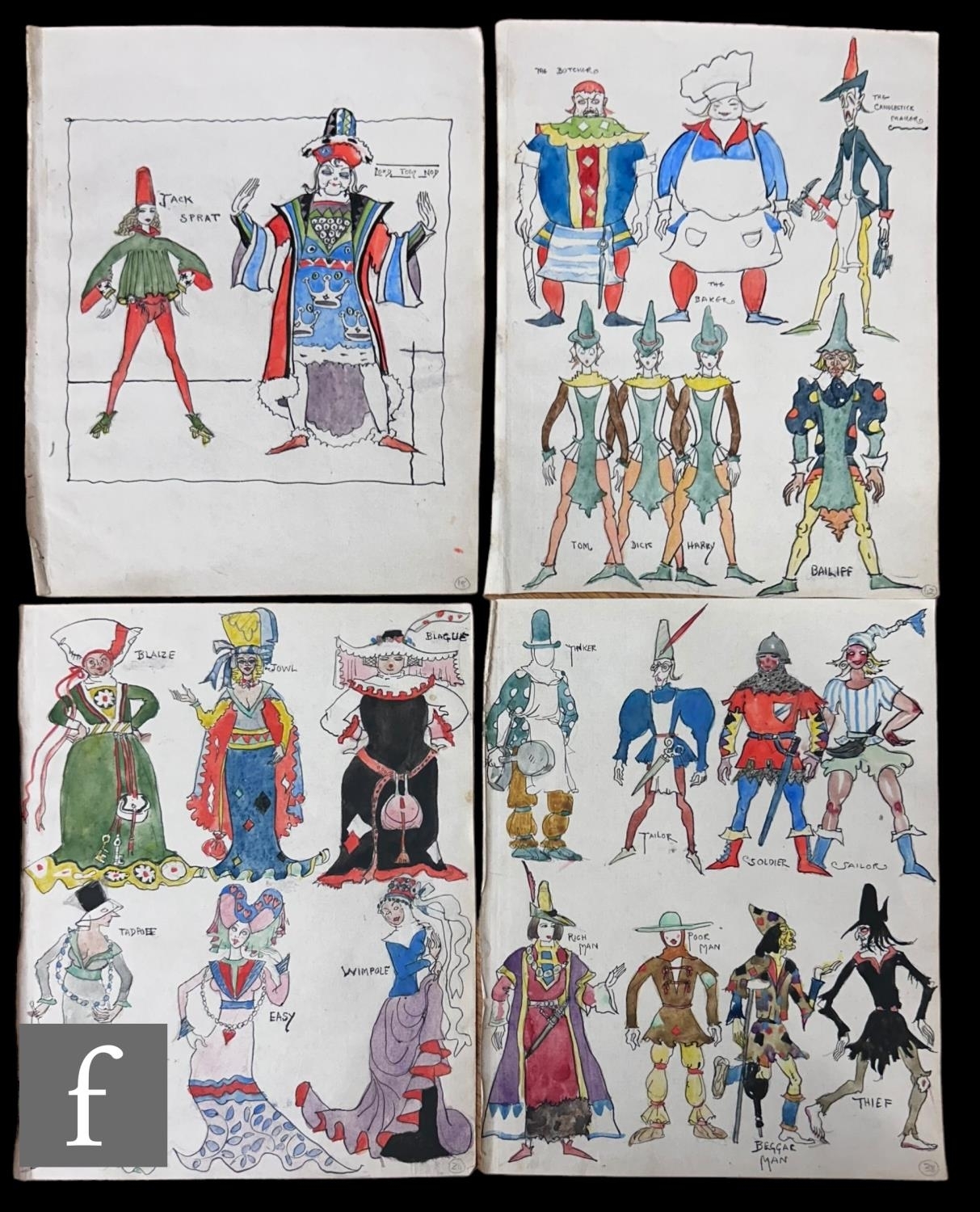 Albert Wainwright | Four sketchbook pages depicting studies of ...