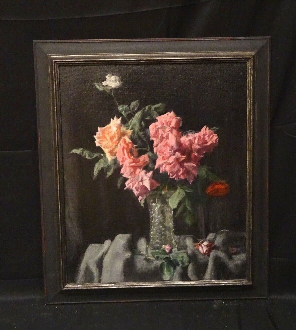 George Weissbort | STILL LIFE OF PINK AND RED ROSES OIL PAINTING ...