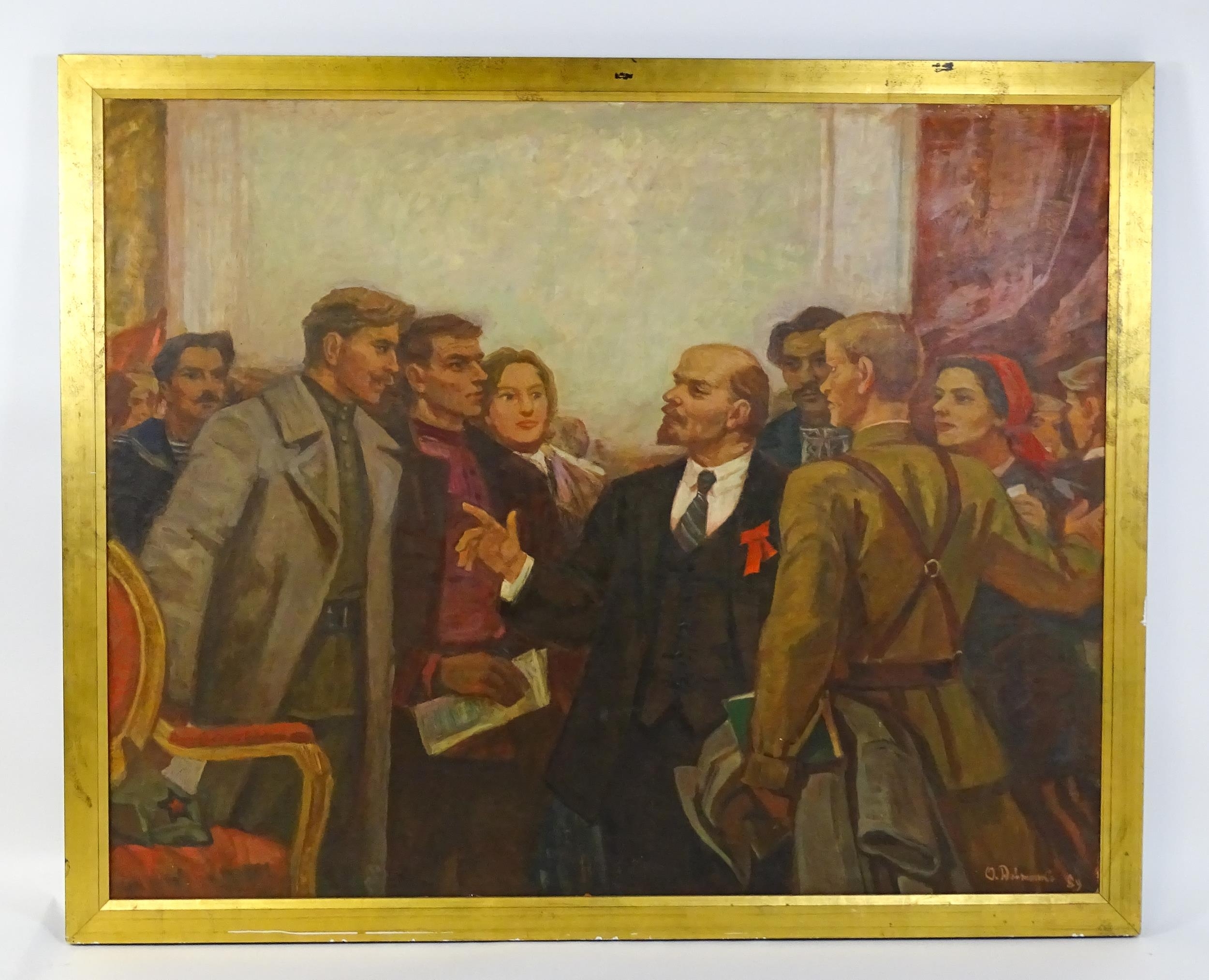 Russian School, 20th Century | An interior scene with Vladimir Lenin ...