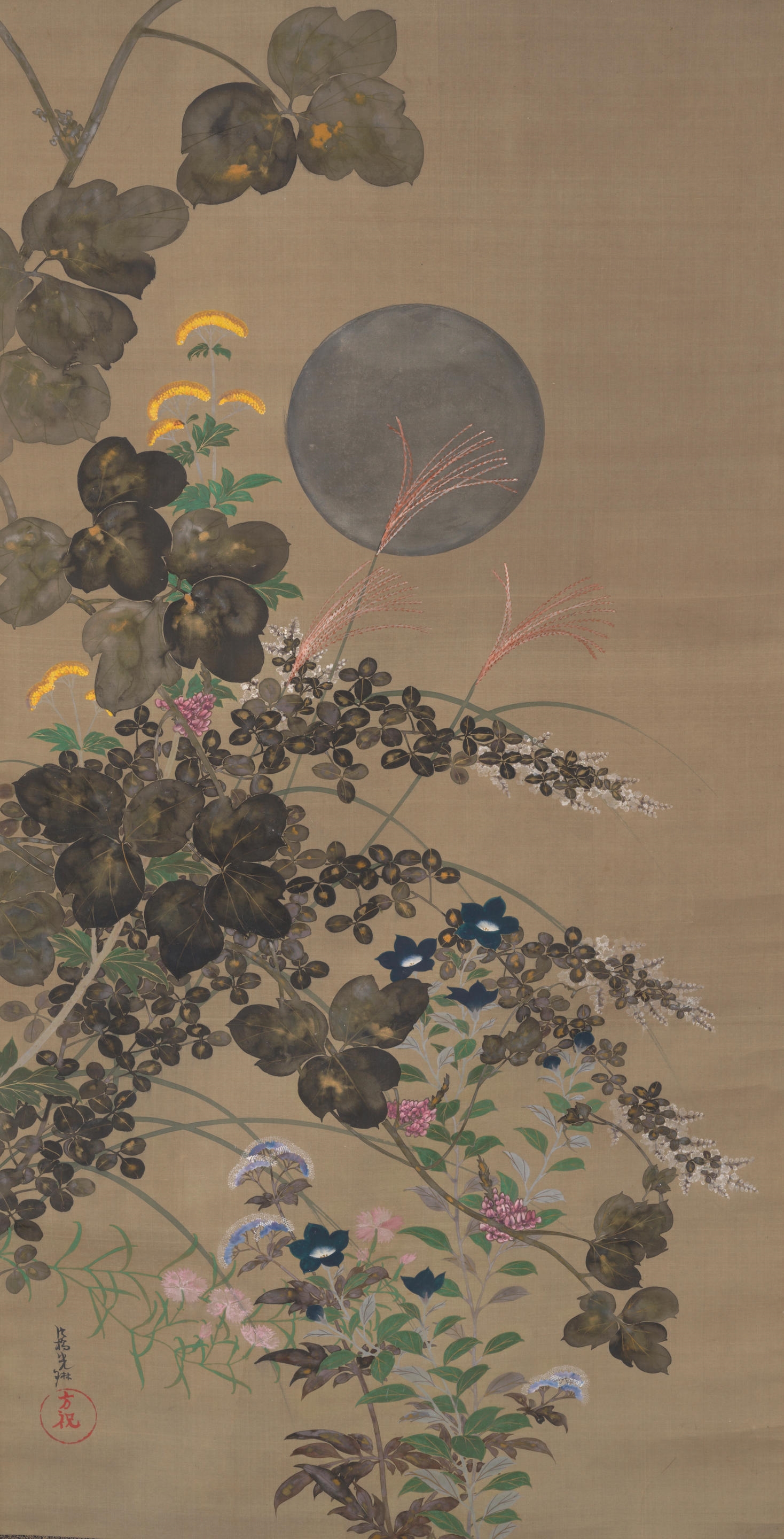 Ogata Korin | Autumn Flowers under the Moon (18th Century) | MutualArt