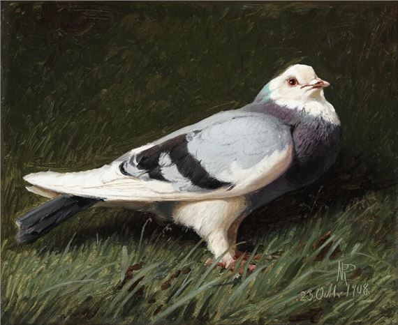Niels Peter Rasmussen | A dove standing in the grass (1923) | MutualArt