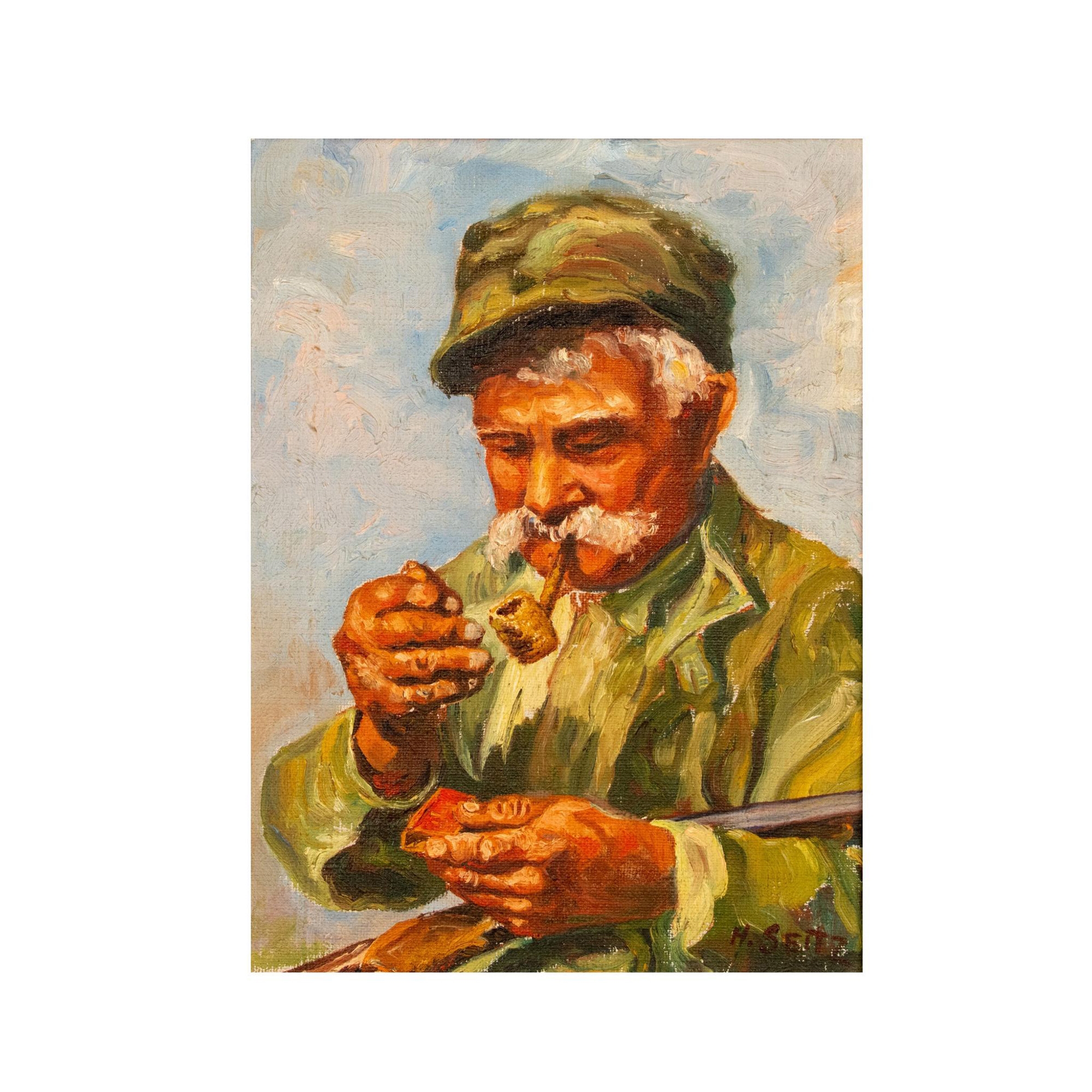 Hermann Seitz | Hermann Seitz, Oil on Board, Portrait of a Man, Signed ...