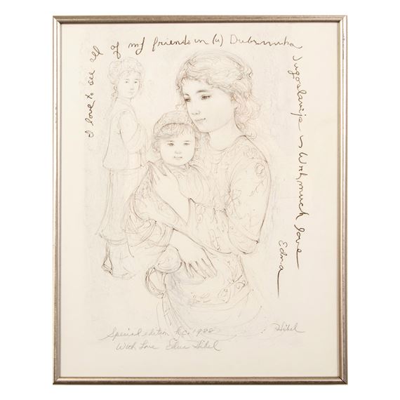 Edna Hibel | Edna Hibel, Original Monochrome Lithograph on Paper ...