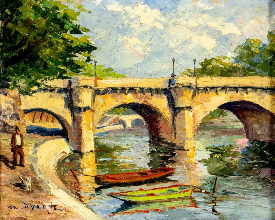 Reyne Marin de Pyerne | Cityscape with Bridg | MutualArt