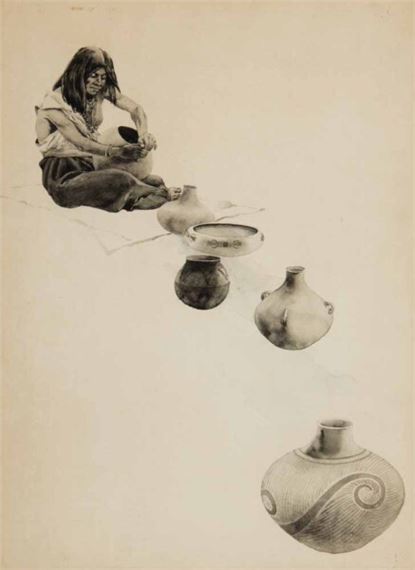 Fernand Harvey Lungren | A Prehistoric Potter | MutualArt