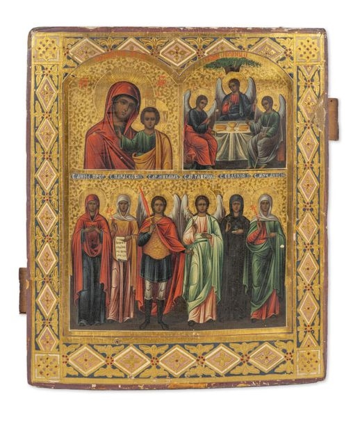 Russian School, 19th Century | Tripartite icon: -Most Holy Theotokos of ...
