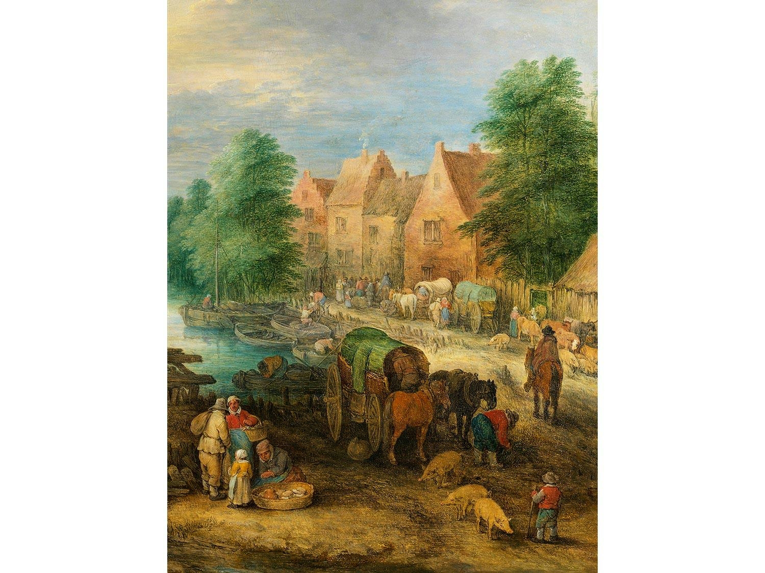 Theobald Michau | DORFLANDSCHAFT MIT FISCHMARKT (1676) | MutualArt