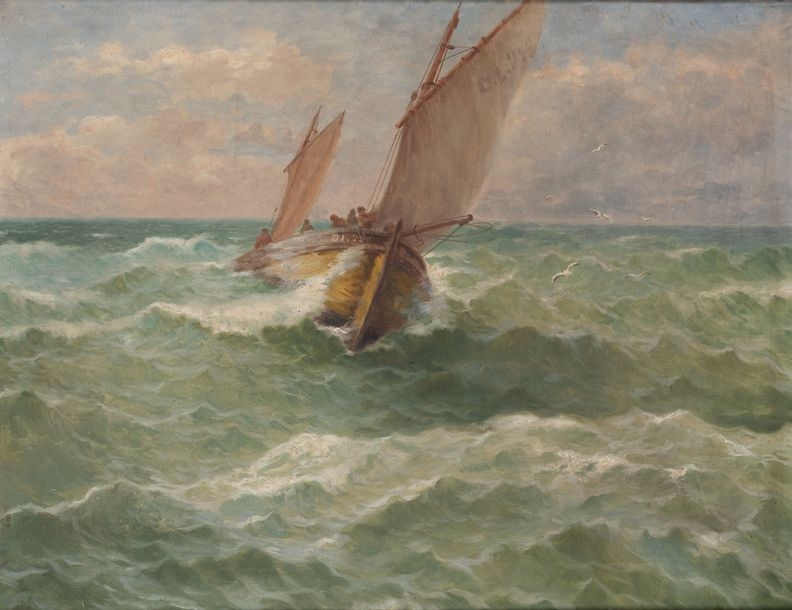 Georges Jean Marie Haquette | Dieppois fisherman's sailboat splitting ...