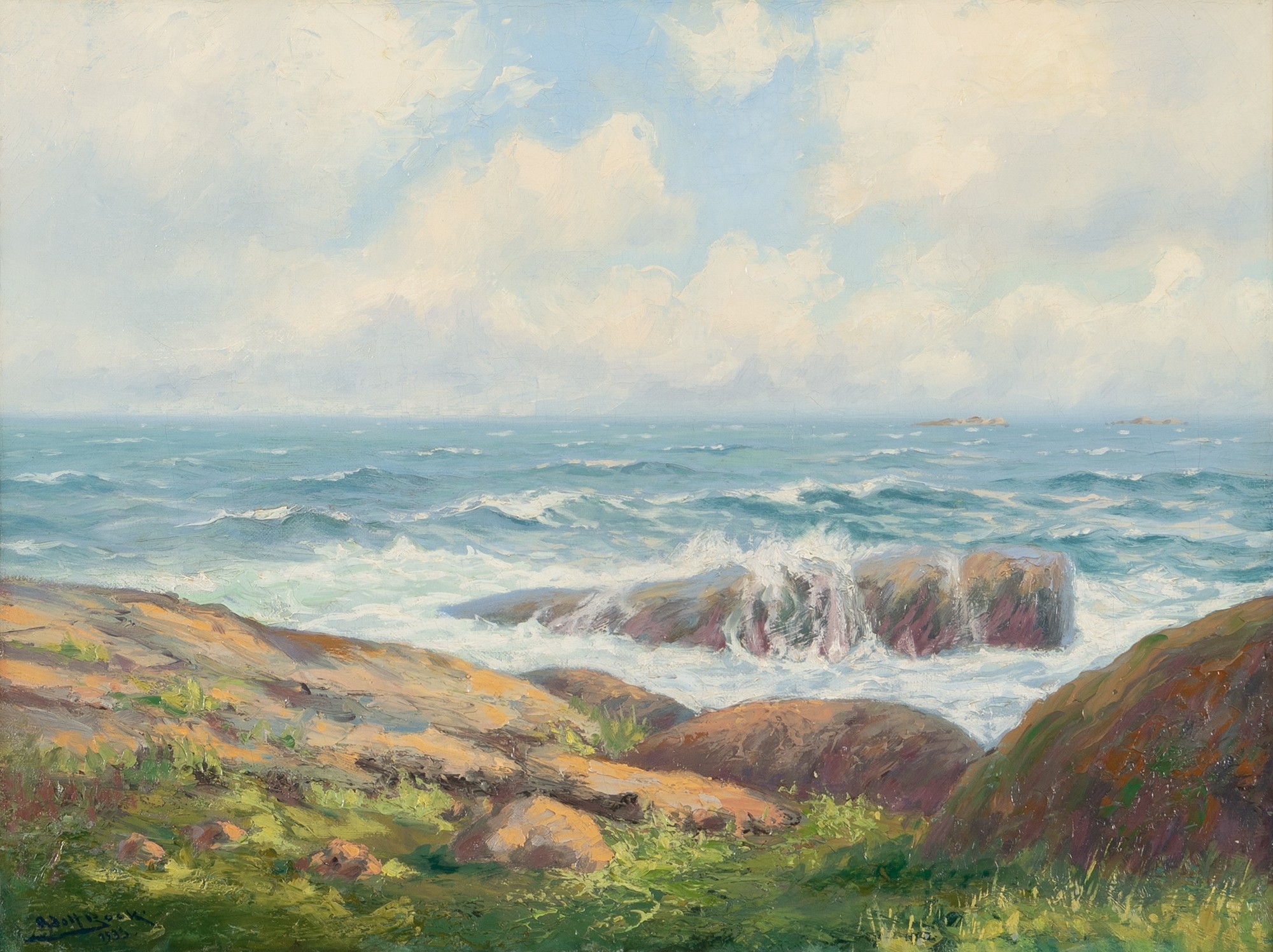 Adolf Bock | A SAILING SHIP IN THE SUNSET (1924) | MutualArt