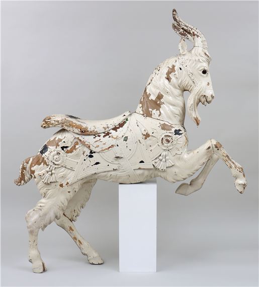 Charles Looff | carved leaping carousel goat with glass eyes | MutualArt