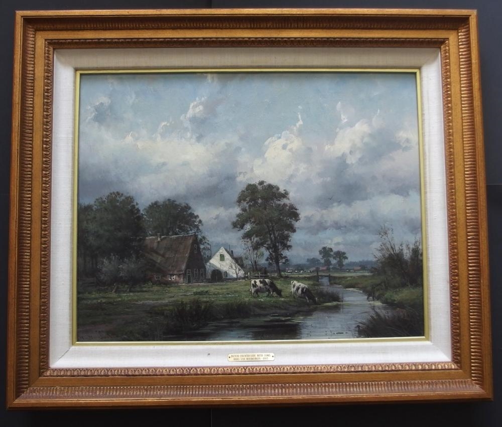 Hans Van Moerkerken | Dutch Countryside with Cows (1985) | MutualArt