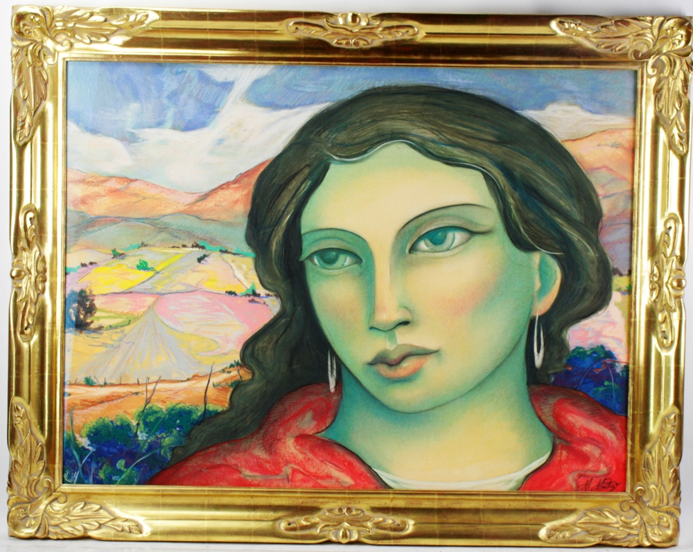 M. Martin | M. Martin, Woman in Field, Pastel on Paper (1995) | MutualArt