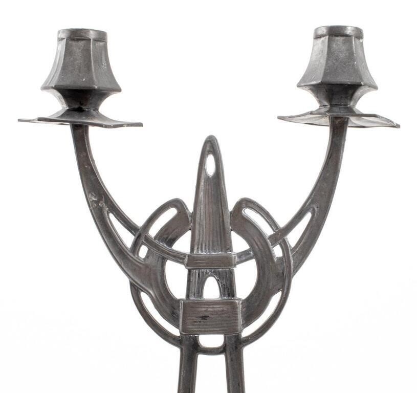 Albert Reimann | Albert Reimann Art Nouveau Pewter Candelabra, Pair ...