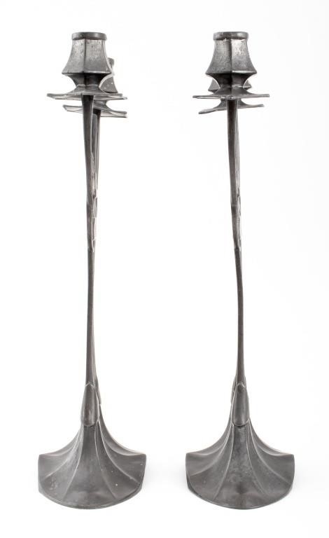 Albert Reimann | Albert Reimann Art Nouveau Pewter Candelabra, Pair ...