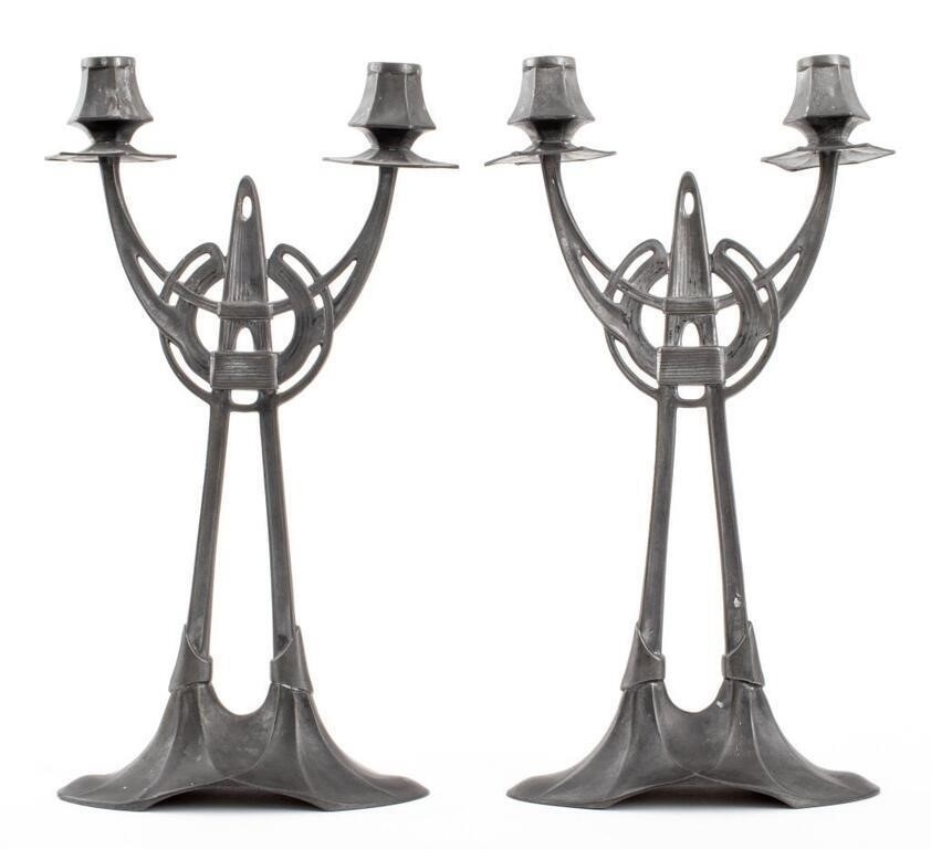 Albert Reimann | Albert Reimann Art Nouveau Pewter Candelabra, Pair ...