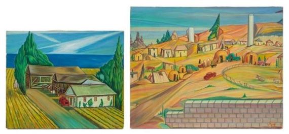Louis Monza | Pair of Village Scene Paintings, Louis Monza | MutualArt