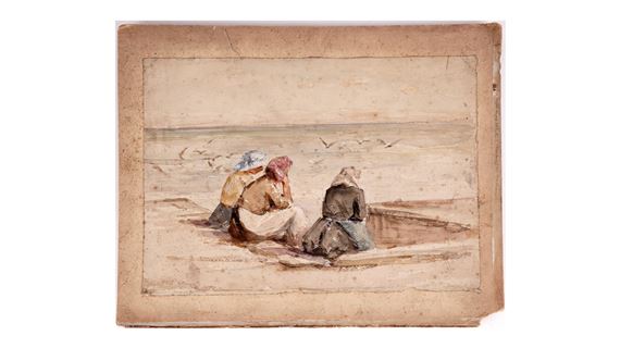 Robert Jobling | Three Staithes Fisherwives at the Harbour | MutualArt