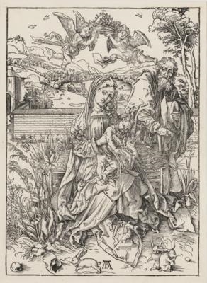 Albrecht Dürer | The Holy Family with three hares (Circa 1498) | MutualArt