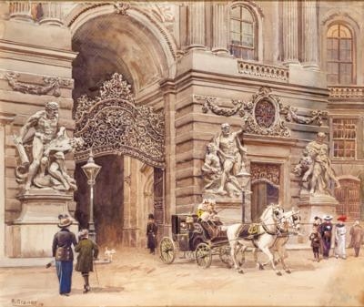 Ernst Graner | Kaiser Franz Joseph I. in einer Kutsche am Michaelertor ...