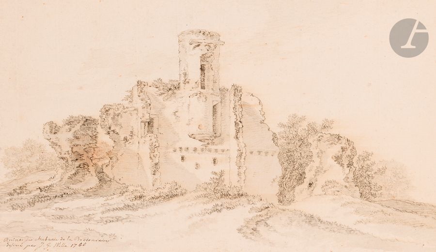 Pierre-Alexandre Wille | View of the ruins of Château de la Bretonnière ...
