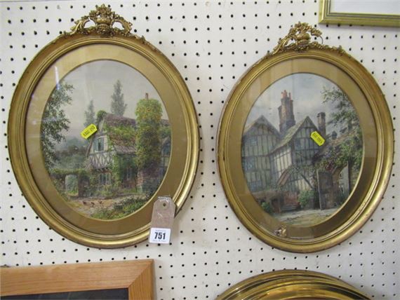 R. Hayes | PAIR OF OVAL WATERCOLOURS BY R HAYES | MutualArt