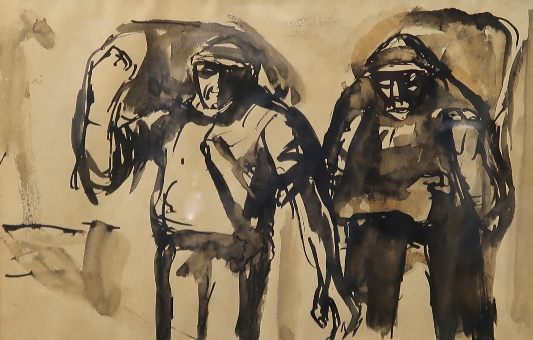 Josef Herman | cactus / tree with blue background | MutualArt