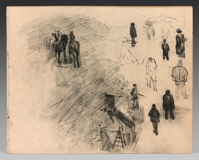 James Ensor | Studio study with three horses and figures, circa 1885 ...