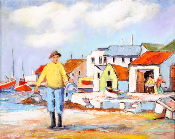 Louis Pretorius | FISHERMAN AT THE HARBOUR | MutualArt