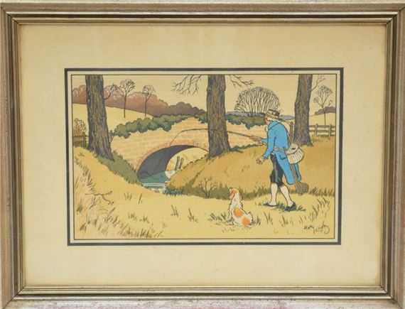 Harry Eliott | The fisherman and his dog Enhanced etching Signed Harry ...