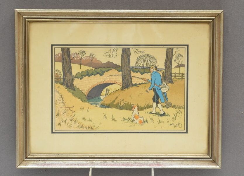 Harry Eliott | The fisherman and his dog Enhanced etching Signed Harry ...