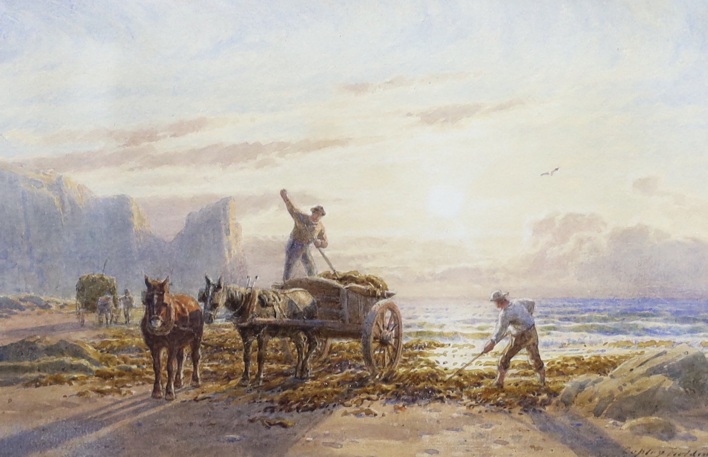 Anthony Vandyke Copley Fielding | Coastal landscape with horse and cart ...
