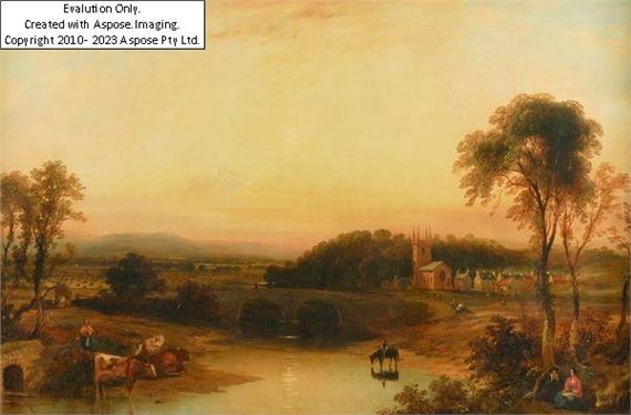 John Rathbone | A riverside village at dusk | MutualArt