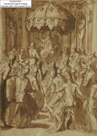 Giovanni Guera | A scene from the life of Ahasuerus with inscription ...