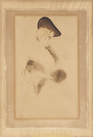 Paul César Helleu | Elégante en buste au chapeau (Lady in a Black Hat) | MutualArt
