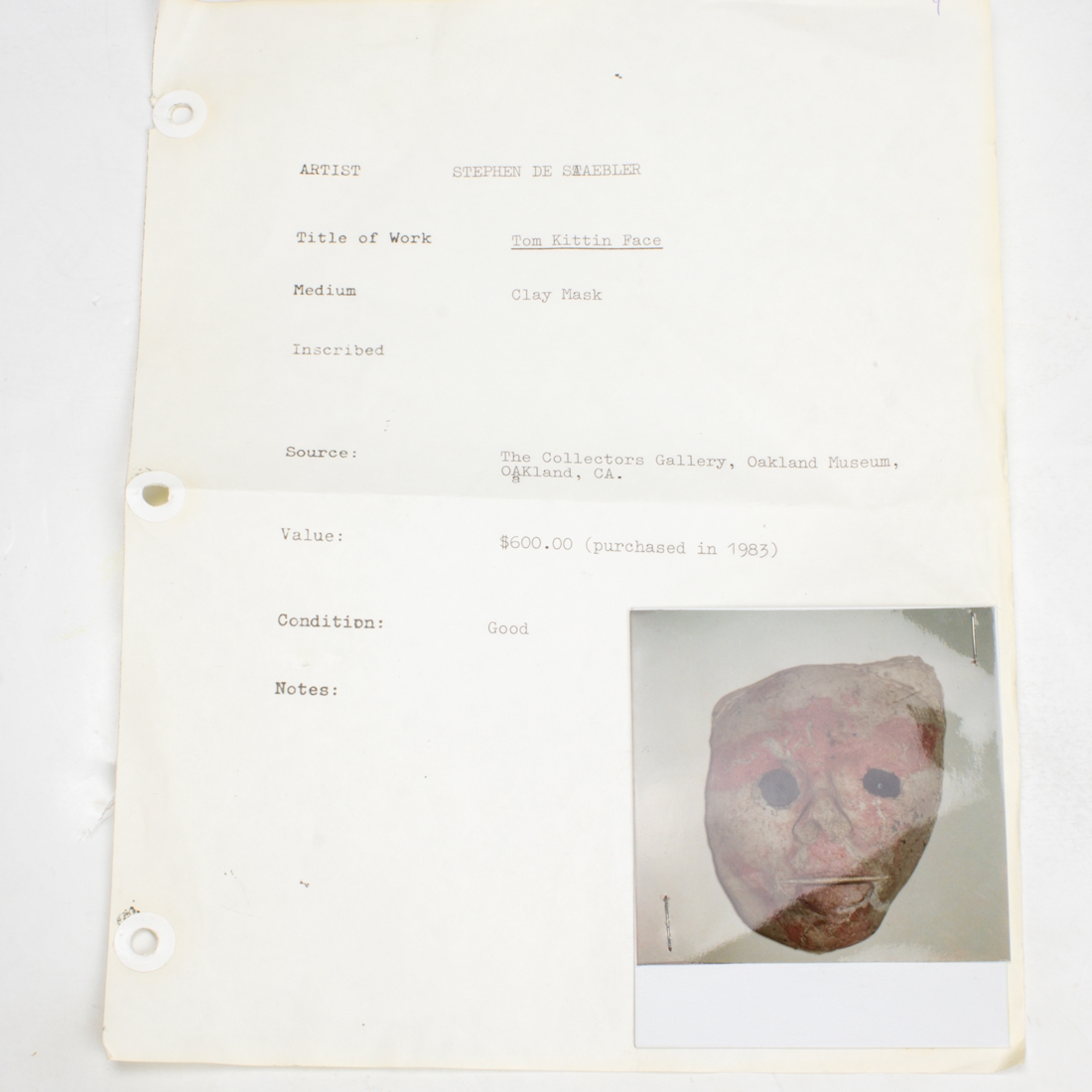 Stephen De Staebler | Mask, Stephen de Staebler (1983) | MutualArt