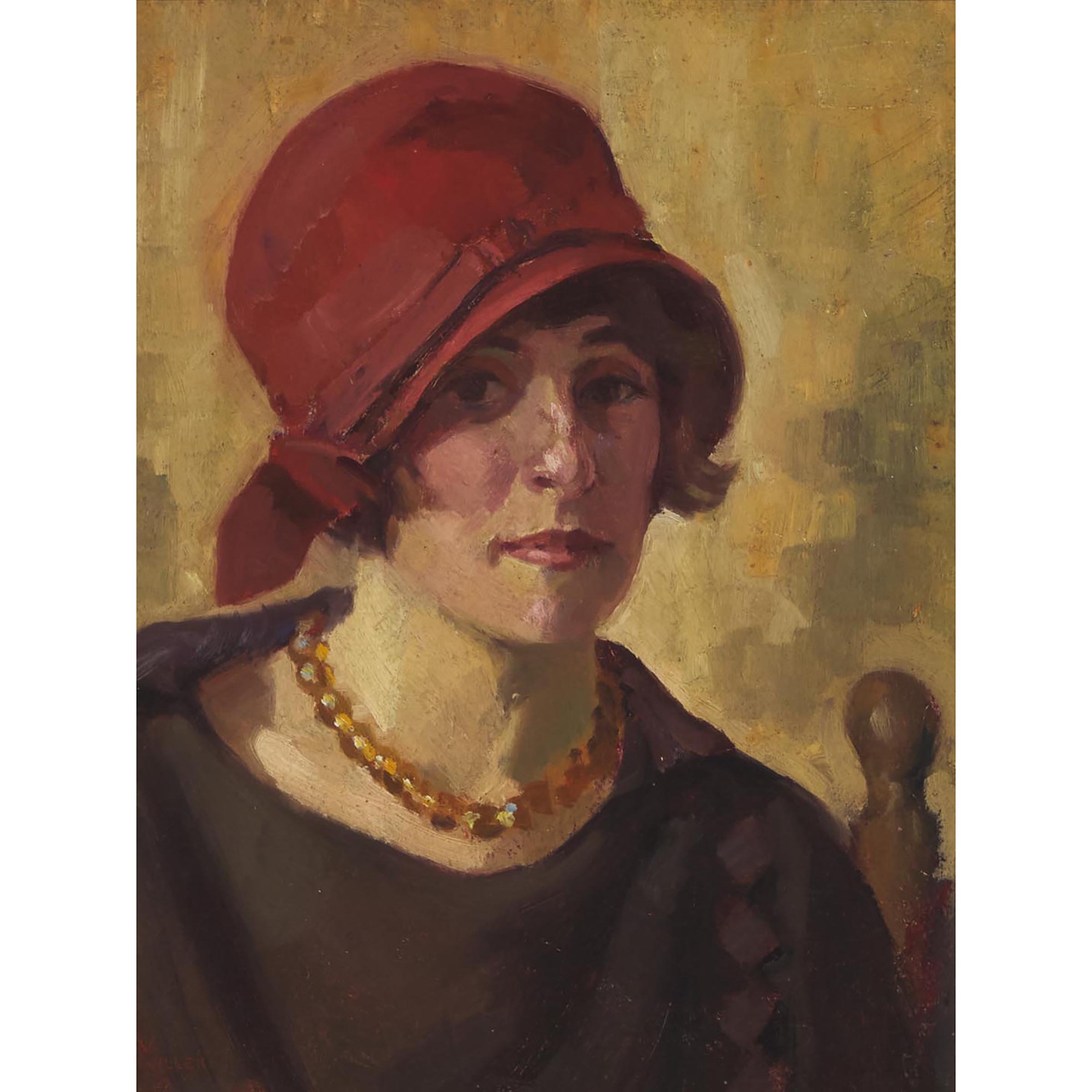 Richard Emile Miller | Portrait of a Woman in Blue Dress | MutualArt