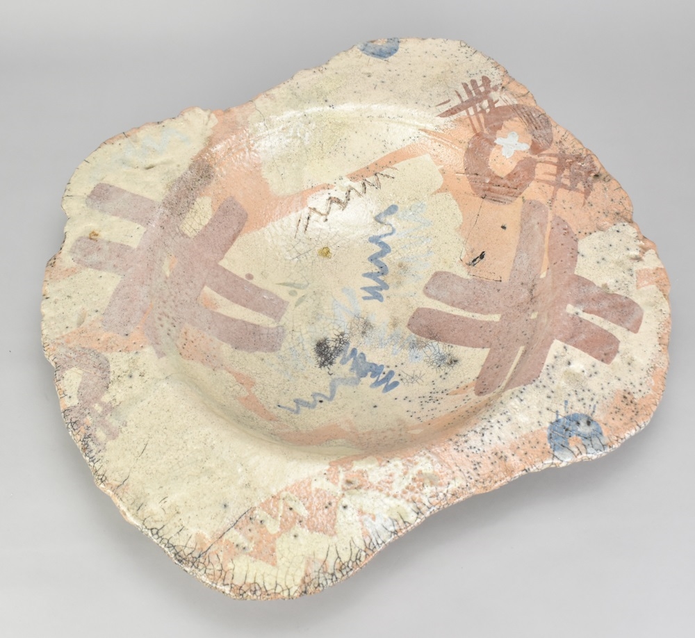 Roger Perkins | ROGER PERKINS (born 1952); a very large raku dish with ...