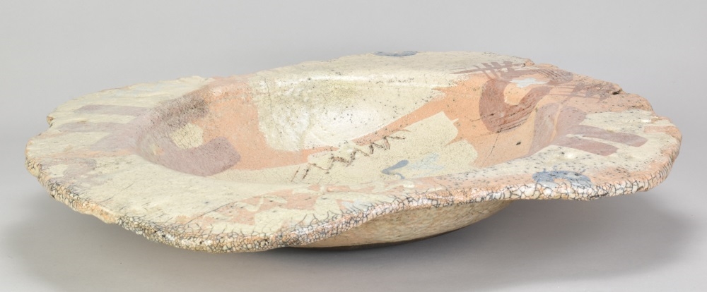 Roger Perkins | ROGER PERKINS (born 1952); a very large raku dish with ...