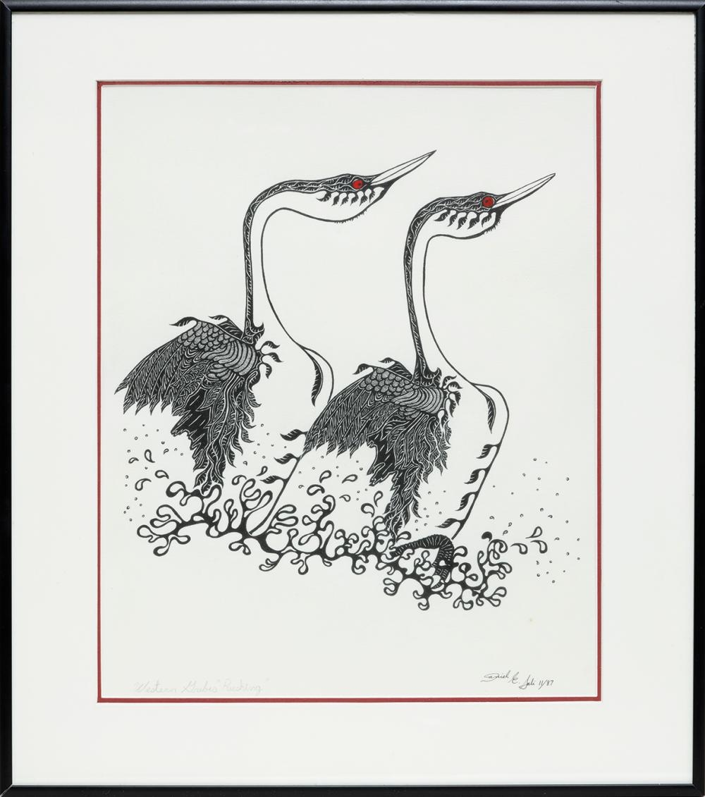 Daniel E. Sali | Western Grebes Rushing (1987) | MutualArt