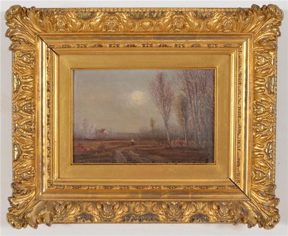 Barbizon School, 19th Century | Landscape with cottage and figure on a ...