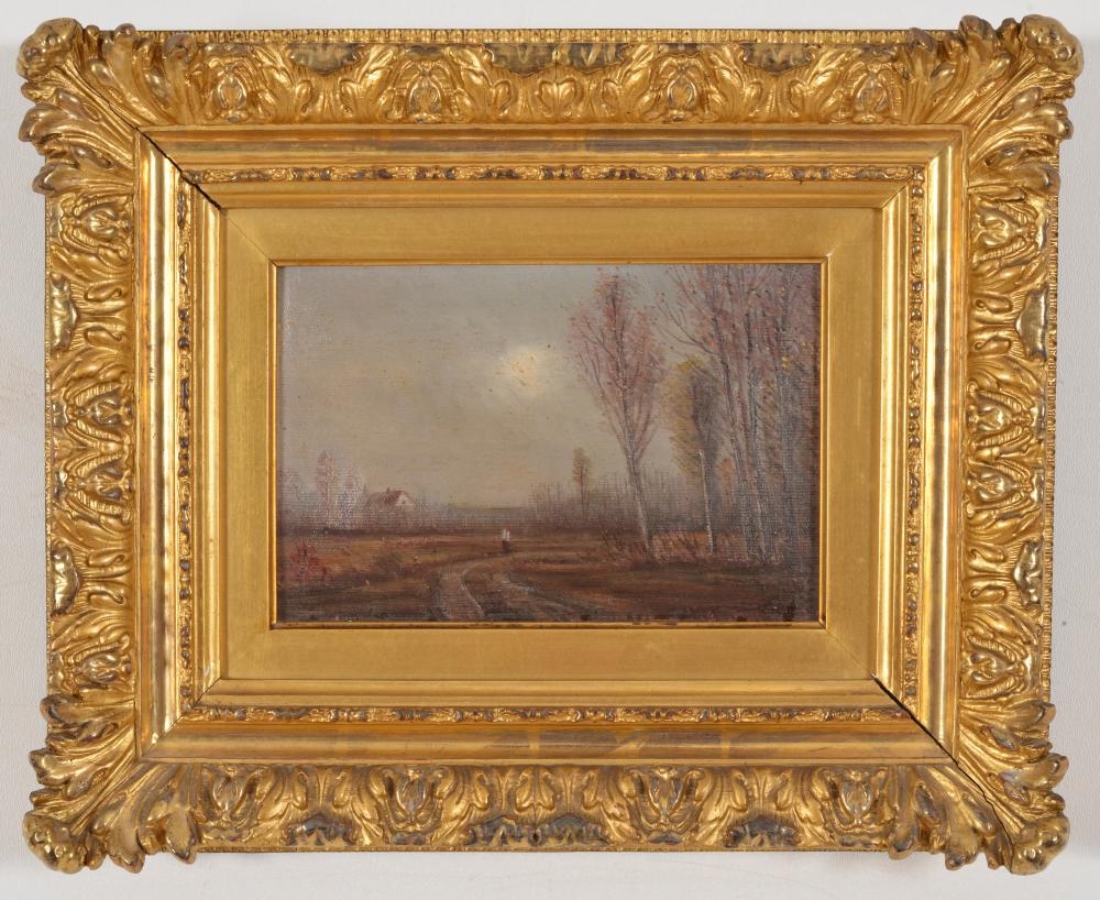 Barbizon School, 19th Century | Landscape with cottage and figure on a ...