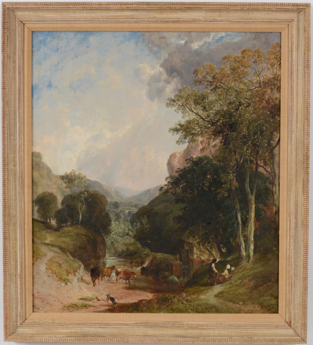 Joseph Weaver Allen | Landscape depicting figures by a mill with cattle ...