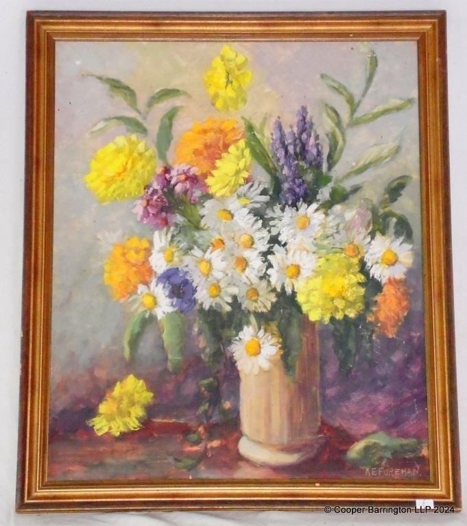 Agnes E Foreman | A E Foreman Oil on Board Floral Still Life (Circa ...