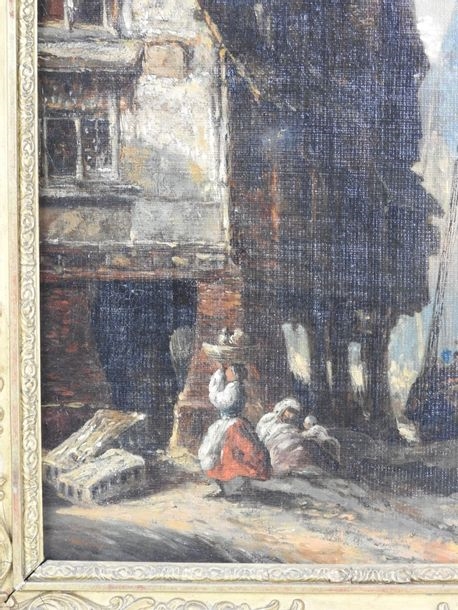 Jean Mazzella | Sailboat in port in an old Normandy town (19th Century ...