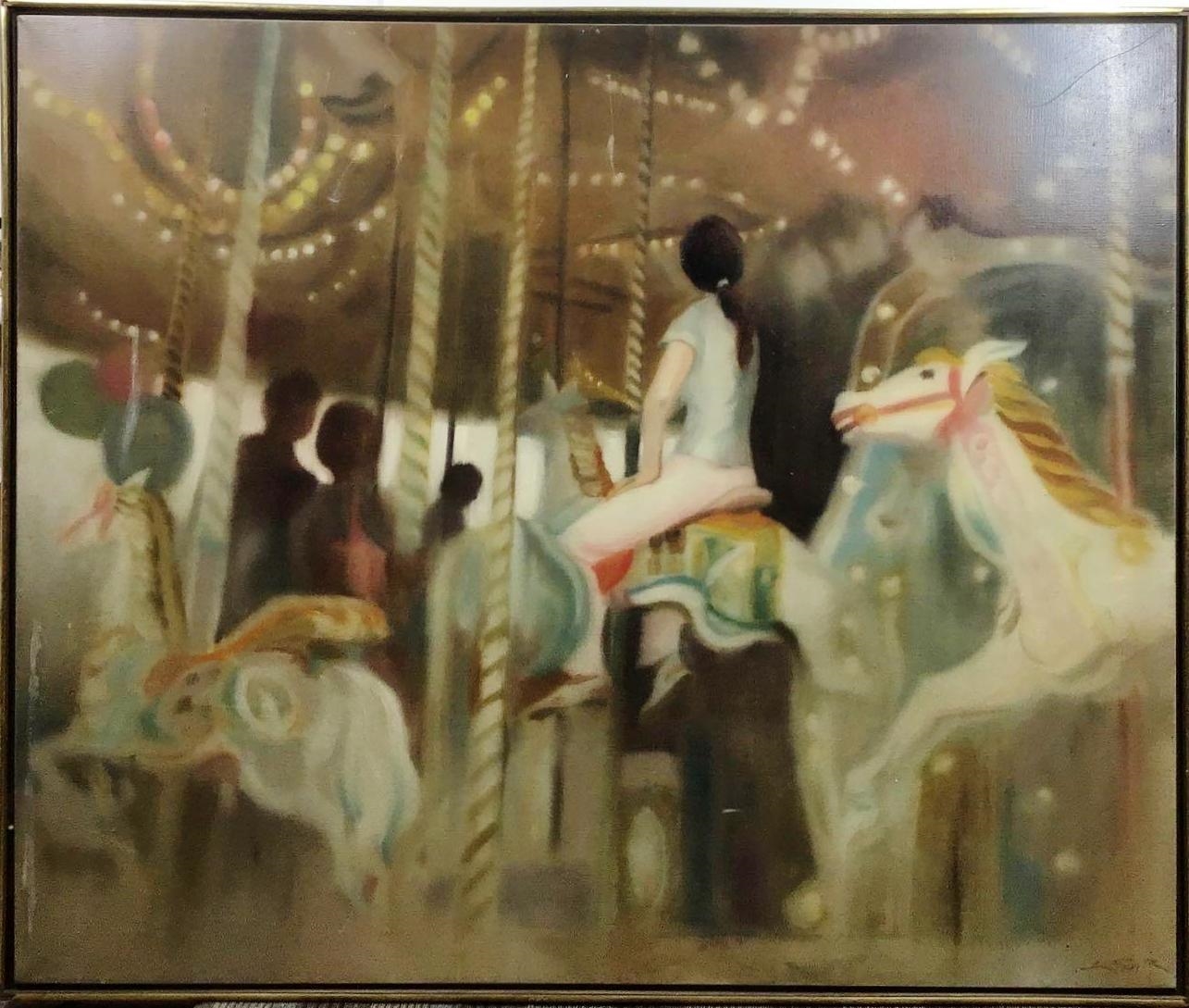 Hal Singer | Scene of a girl on a carousel | MutualArt