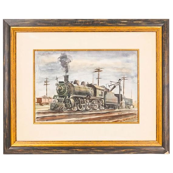 Reginald Marsh | A train in a yard (1932) | MutualArt