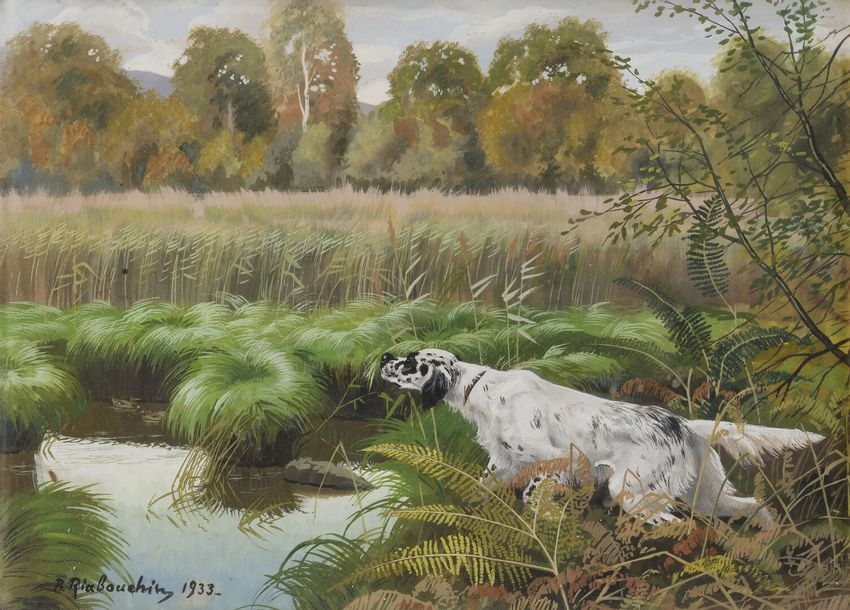 Boris Riab | Cocker Spaniel with Woodcock | MutualArt