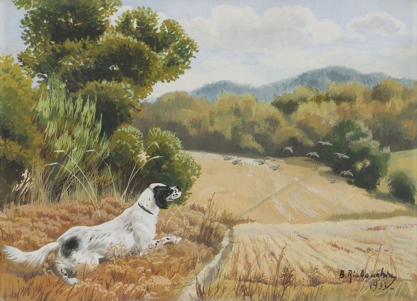 Boris Riab | Cocker Spaniel with Woodcock | MutualArt