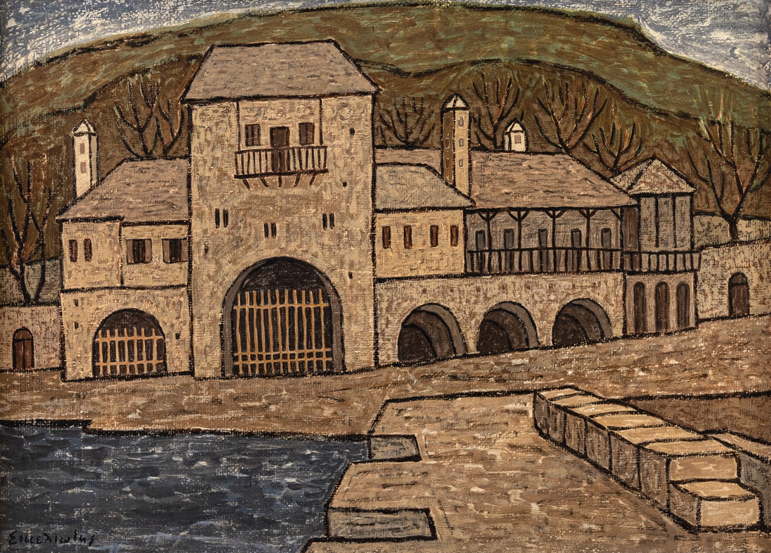 Georgios Sikeliotis | The Dockyard of Mount Athos | MutualArt